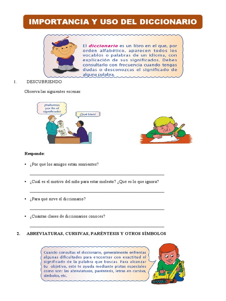 Uso del diccionario para niños | PDF | Diccionario | Lingüística