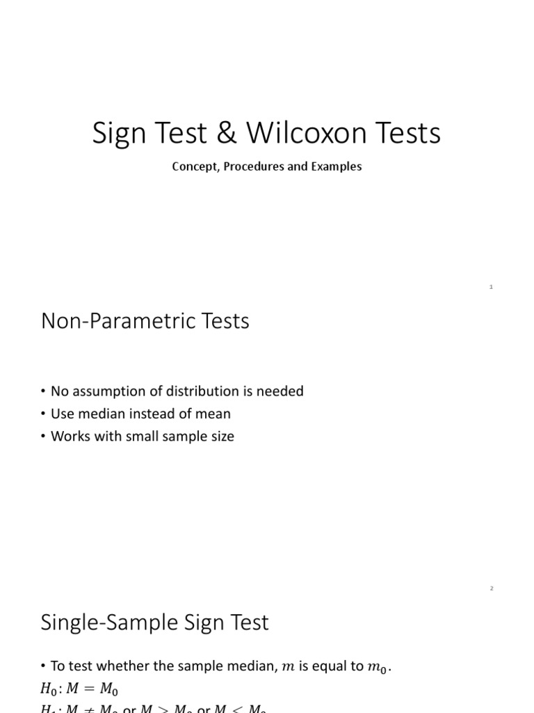 Sign Test & Wilcoxon Tests: Concept, Procedures and Examples | PDF ...