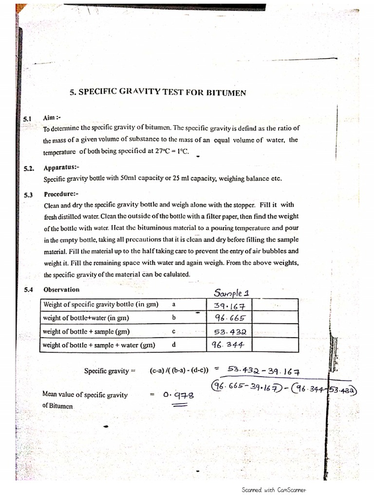 Bitumen Specific Gravity PDF | PDF