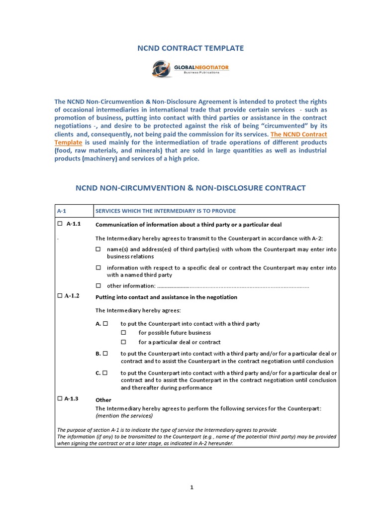 NCND Contract Template Sample | PDF | Non Disclosure Agreement | Arbitration