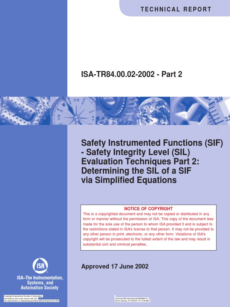 ISA TR 84840002 P2 Safety Instrumented Functions (SIF) | PDF | Systems ...