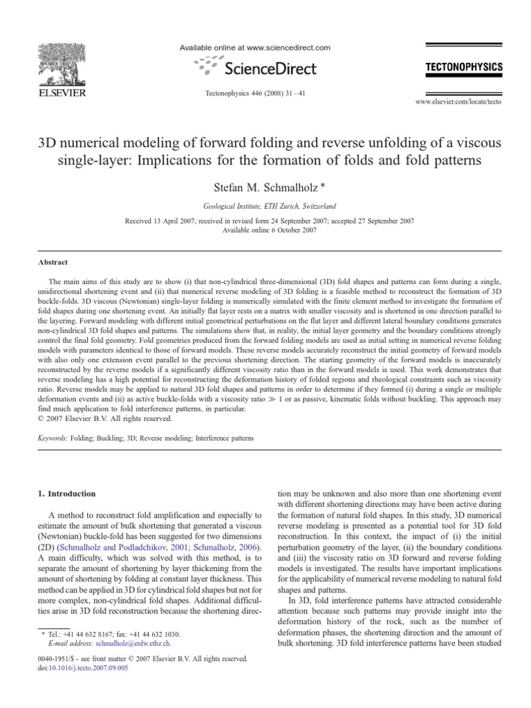3D Numerical Modeling of Forward Folding and Reverse Unfolding of A ...