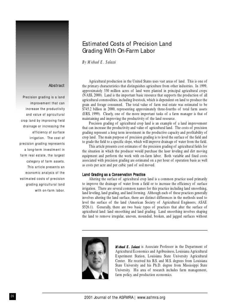Precision Land Grading: Estimating the Costs of Improving Agricultural ...