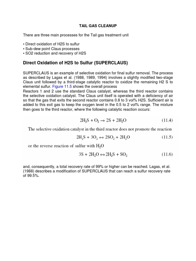 Tail Gas Cleanup | PDF | Chemical Reactor | Industrial Processes