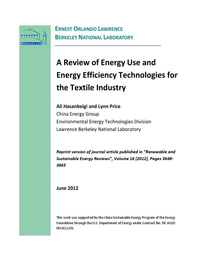 A Review of Energy Use and Energy Efficiency Technologies For The ...