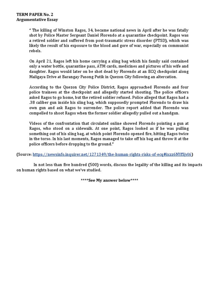 Argumentative Essay - Human-Rights-Final-Term-Paper - Jerome T ...