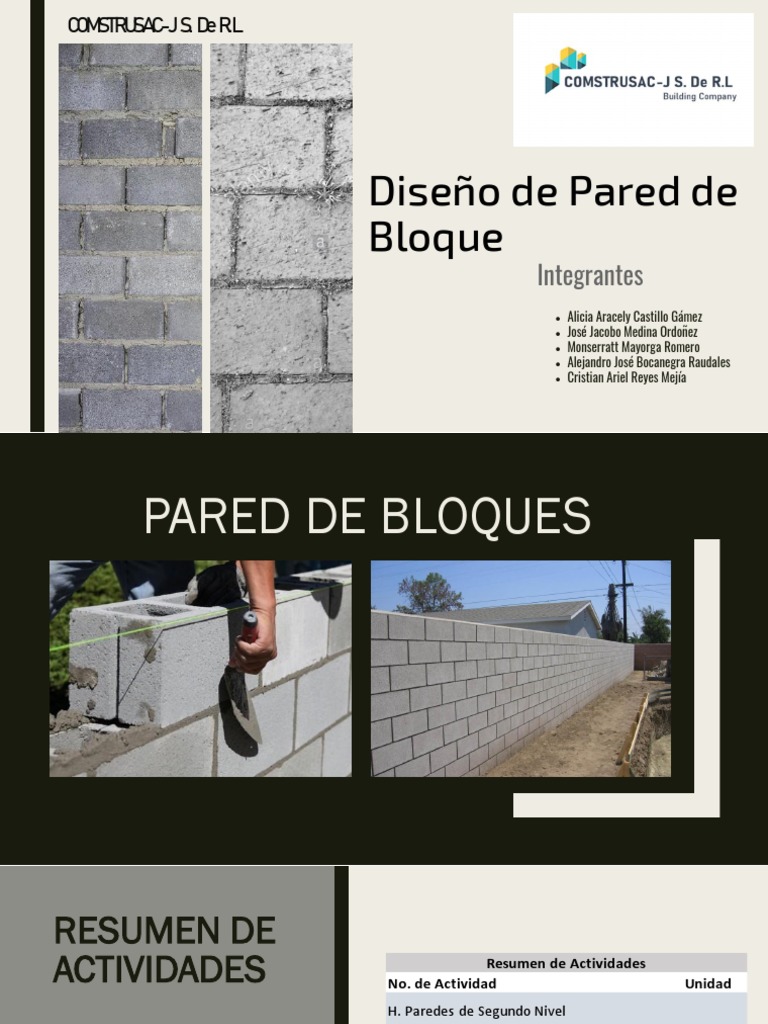Pared de Bloques Presentacion #1 | PDF | Hormigón | Sectores Economicos