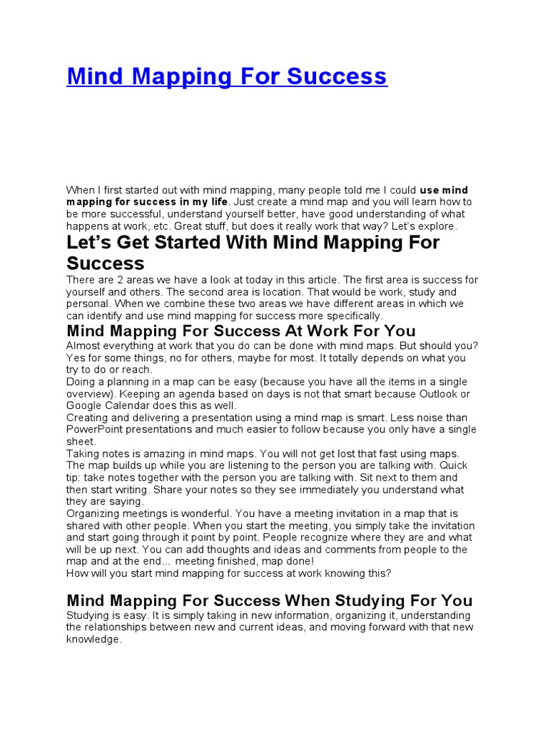 Mind Mapping For Success | PDF | Mind | Books