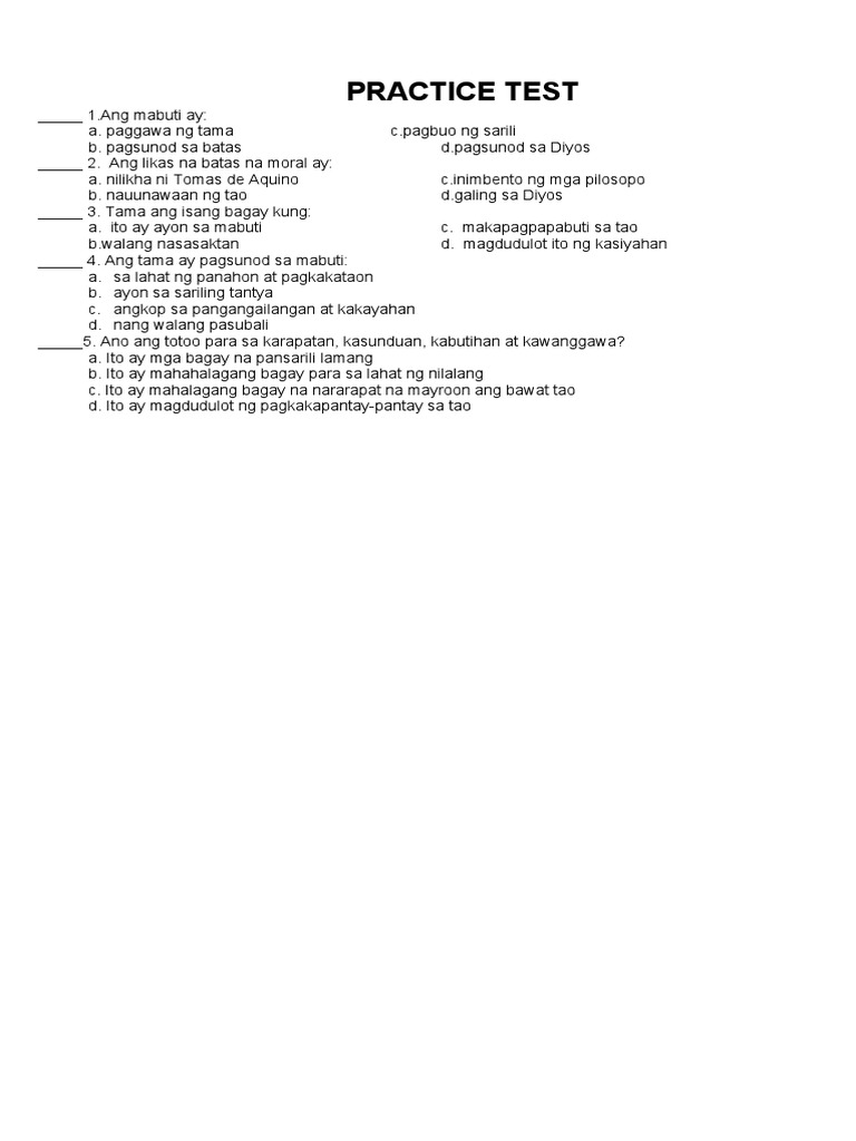 Practice Test | PDF