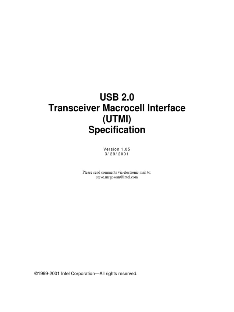 Usb2 Transceiver Macrocell Interface Specification Pdf Pdf Usb Vhdl