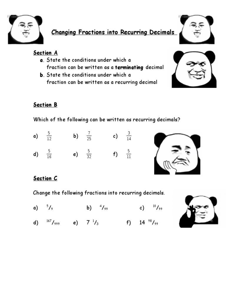 15) Changing Recurring Decimals Into Fractions | PDF | Teaching Methods ...