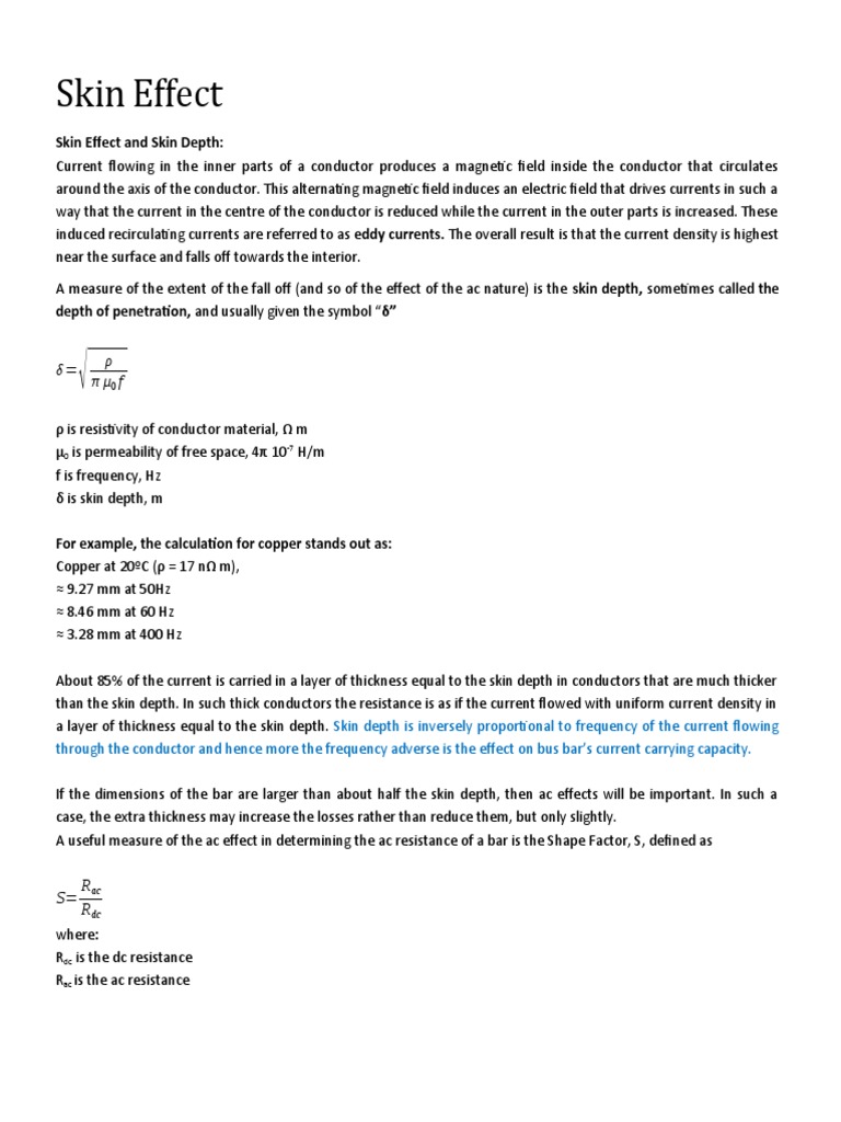Skin Effect and Skin Depth | PDF | Electrical Conductor | Natural ...