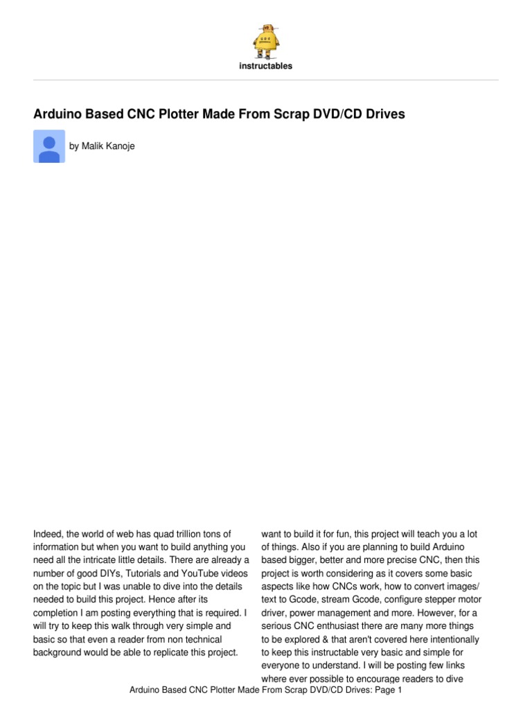 Arduino Based CNC Plotter Made From Scrap DVD/CD Drives: Instructables | PDF | Electric Motor ...