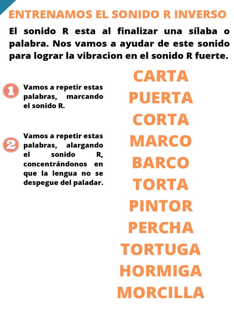 Entrenamos El Sonido R Inverso PDF | PDF | Artes del Lenguaje y ...