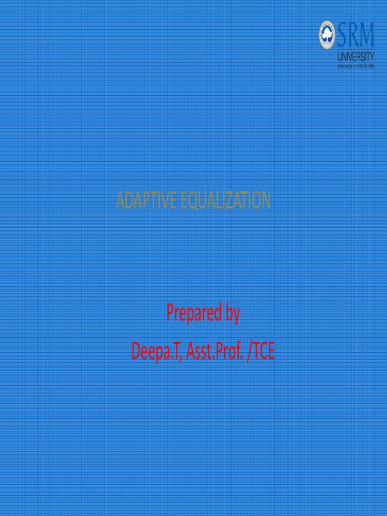 Adaptive Equalizer PDF | PDF | Equalization (Audio) | Filter (Signal Processing)