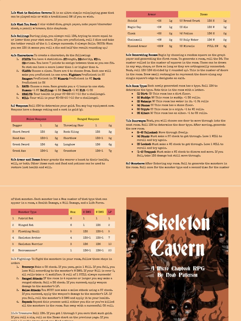 Skeleton Cavern RPG Guide | PDF | Role Playing Games | Gaming