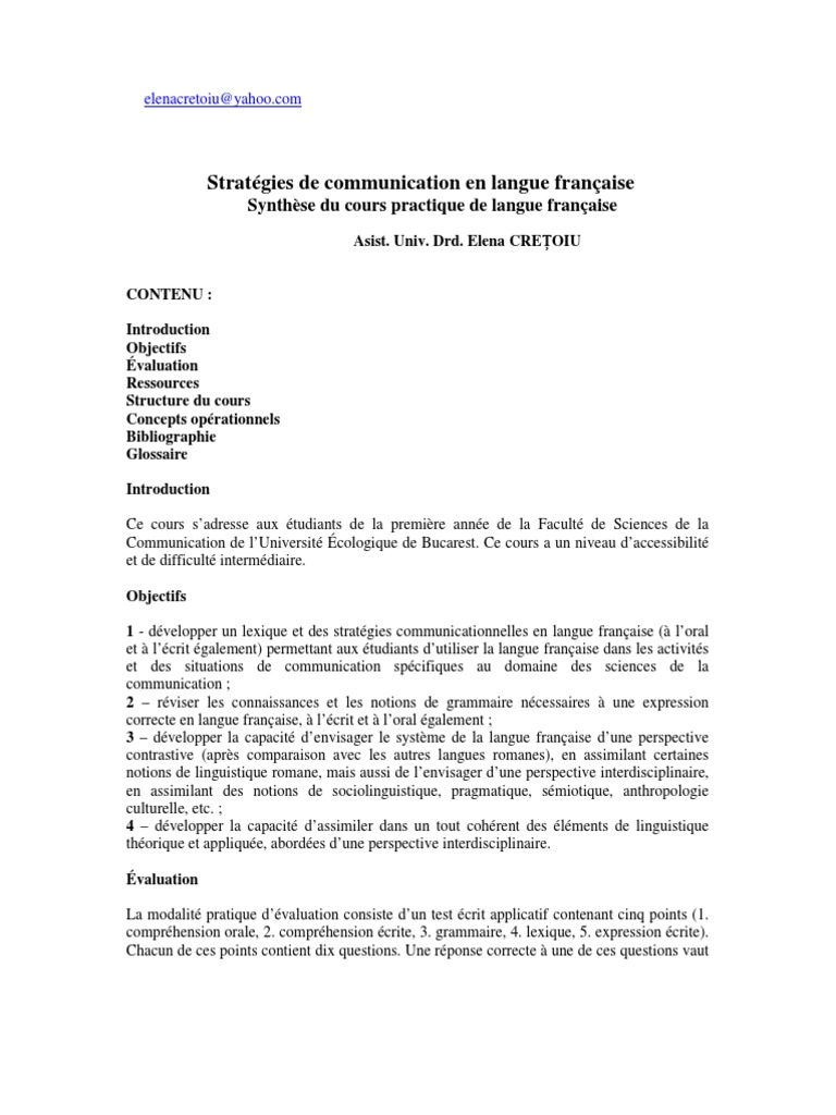 Stratégies de communication en français | PDF