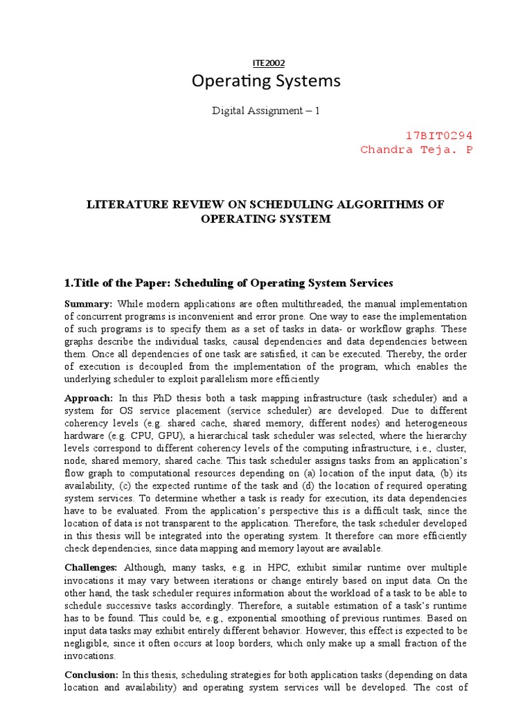 Operating Systems: Literature Review On Scheduling Algorithms of Operating System | Download ...