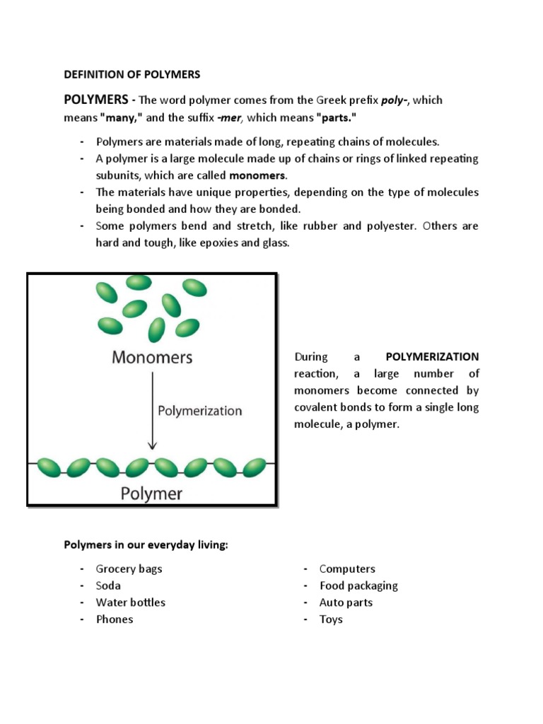 Definition of Polymers | PDF | Polymers | Plastic