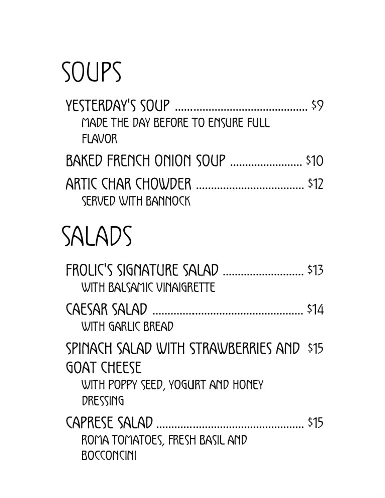Delicious Soups and Salads Menu | PDF | Cooking, Food & Wine