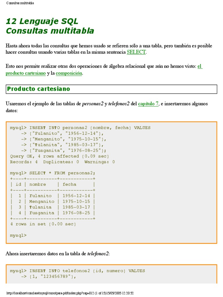 SENTENCIAS DML - CONSULTAS MULTITABLAS (1).pdf | Datos de computadora | SQL