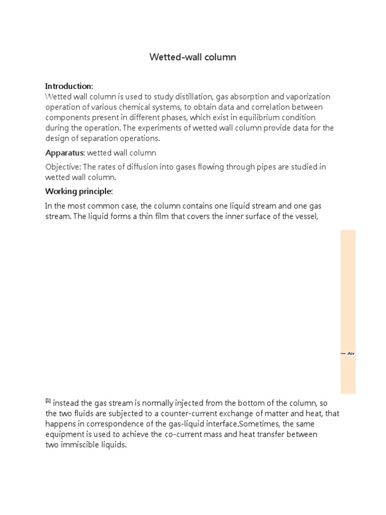 Apparatus: Wetted Wall Column | PDF | Liquids | Wetting