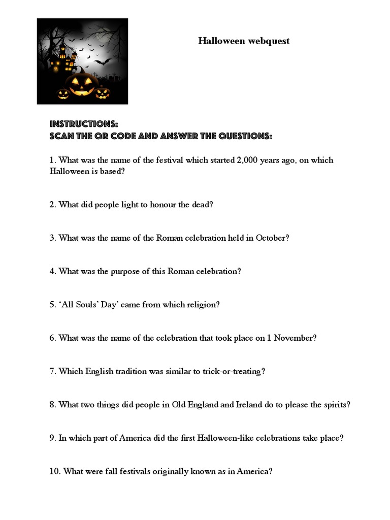 Instructions: Scan The QR Code and Answer The Questions:: Halloween ...