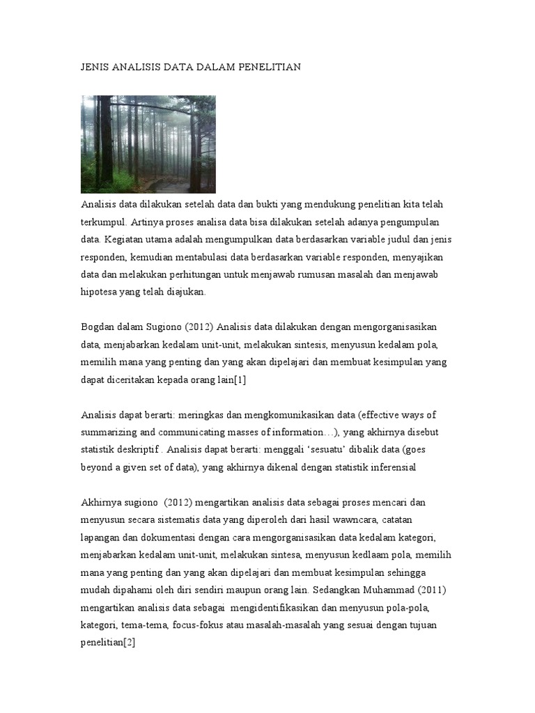 Jenis Analisis Data Dalam Penelitian | PDF