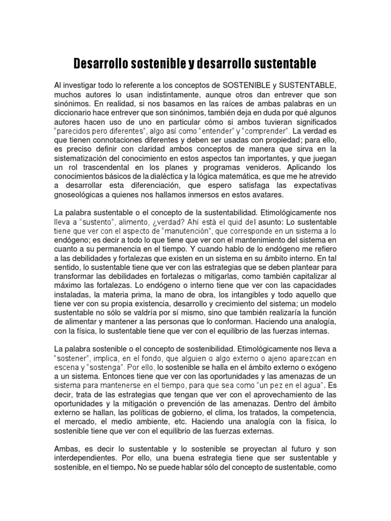 Diferencias Entre Sostenible y Sustentable | PDF
