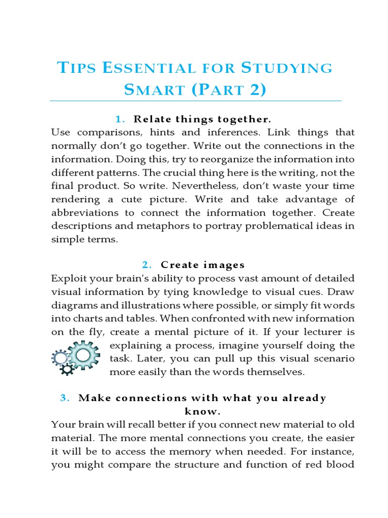 Tips Essential For Studying Smart Part 2 | PDF | Information | Memory