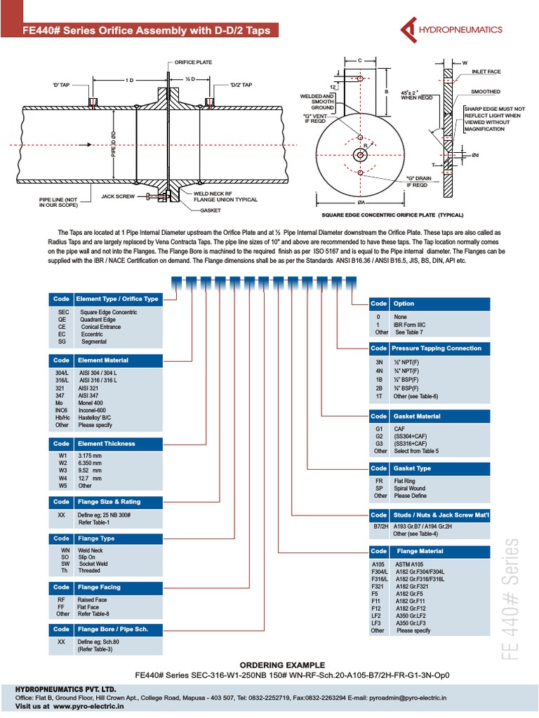 Orifice Assembly With D-D2 Taps PDF | PDF | Pipe (Fluid Conveyance ...