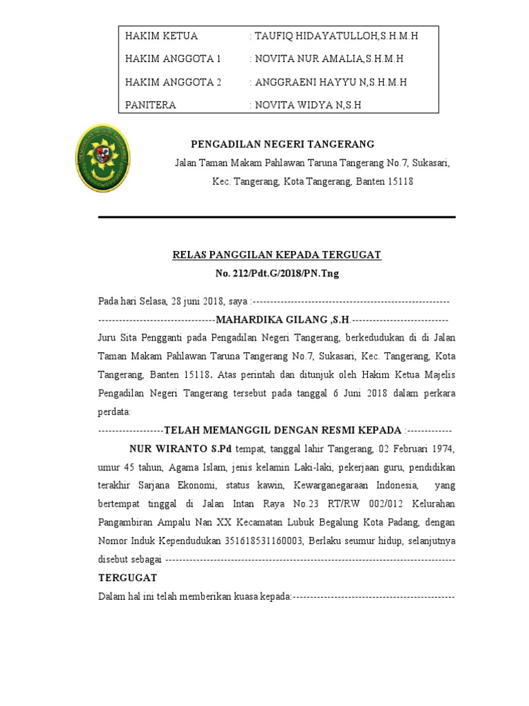 Relas Tergugat | PDF