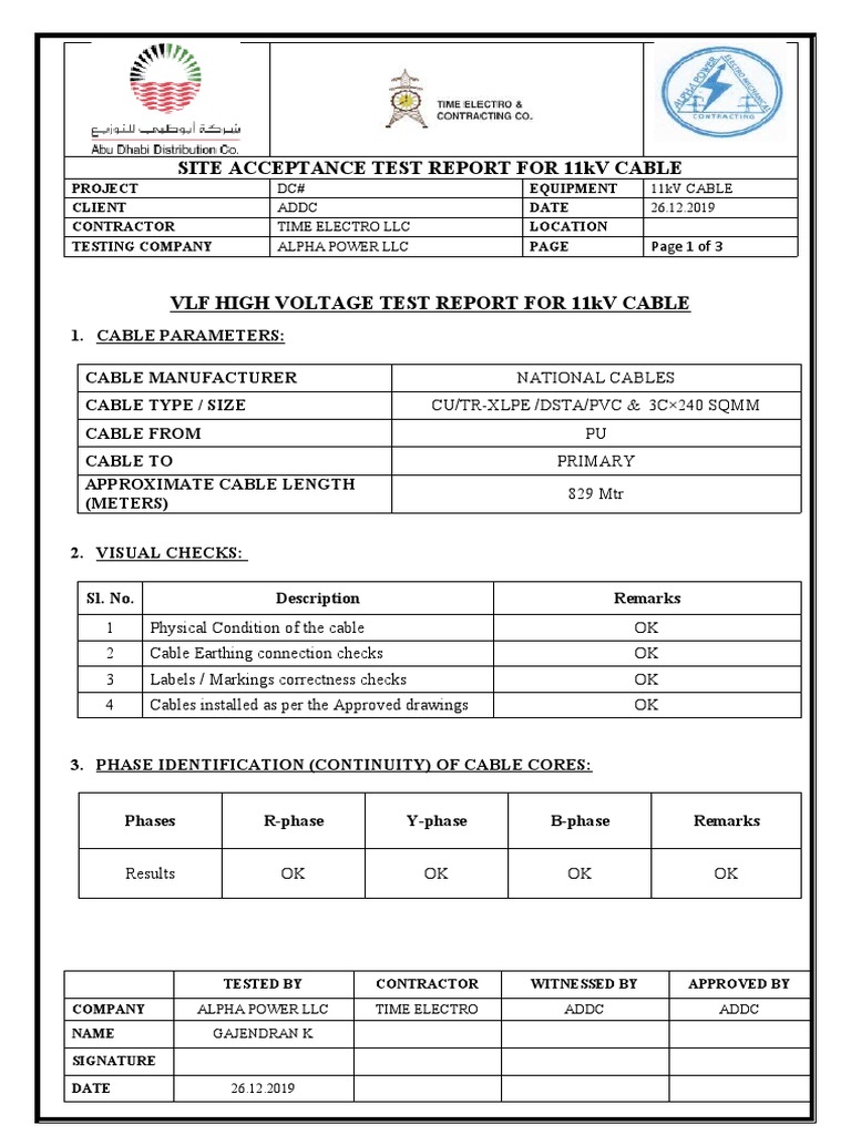 1.PRIMARY-PU01 RS2 11kV CABLE REPORT | PDF | Electrical Components ...