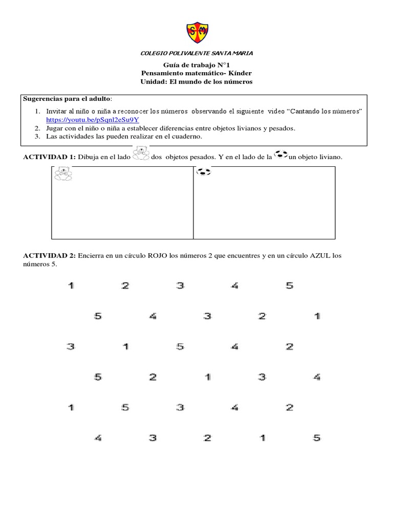 KINDER Guía 1 de Matemáticas PDF | PDF
