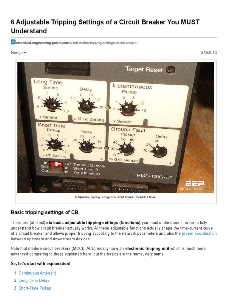 6 Adjustable Tripping Settings of A Circuit Breaker You MUST Understand ...