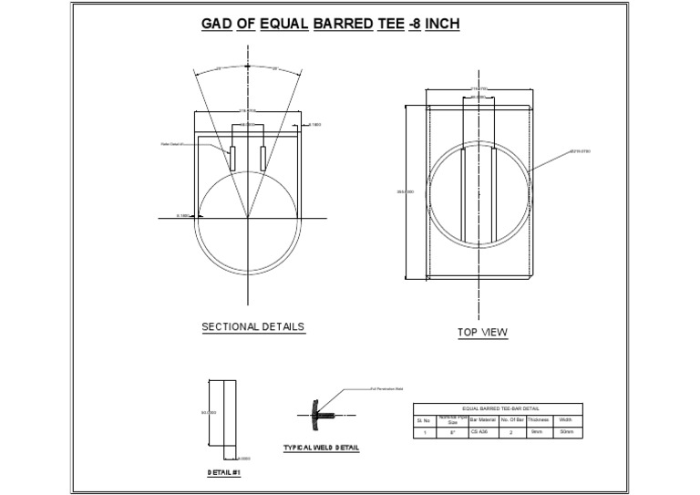 Fabrication GAD of Equal Barred Tee - 8 Inch PDF | PDF