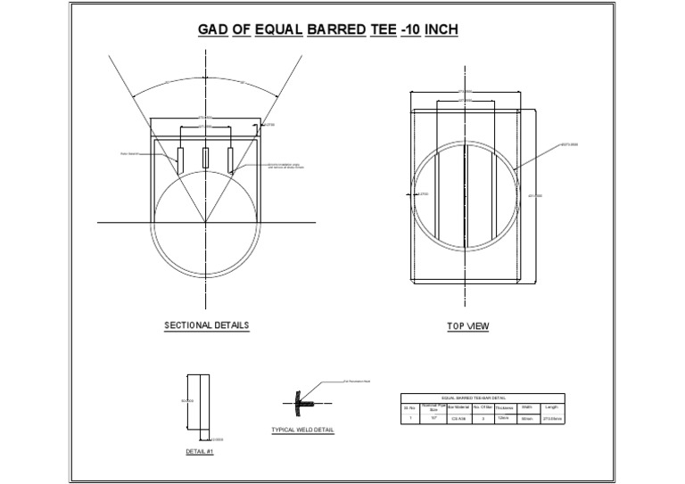 Fabrication GAD of Equal Barred Tee - 10 Inch PDF | PDF | Mechanical ...