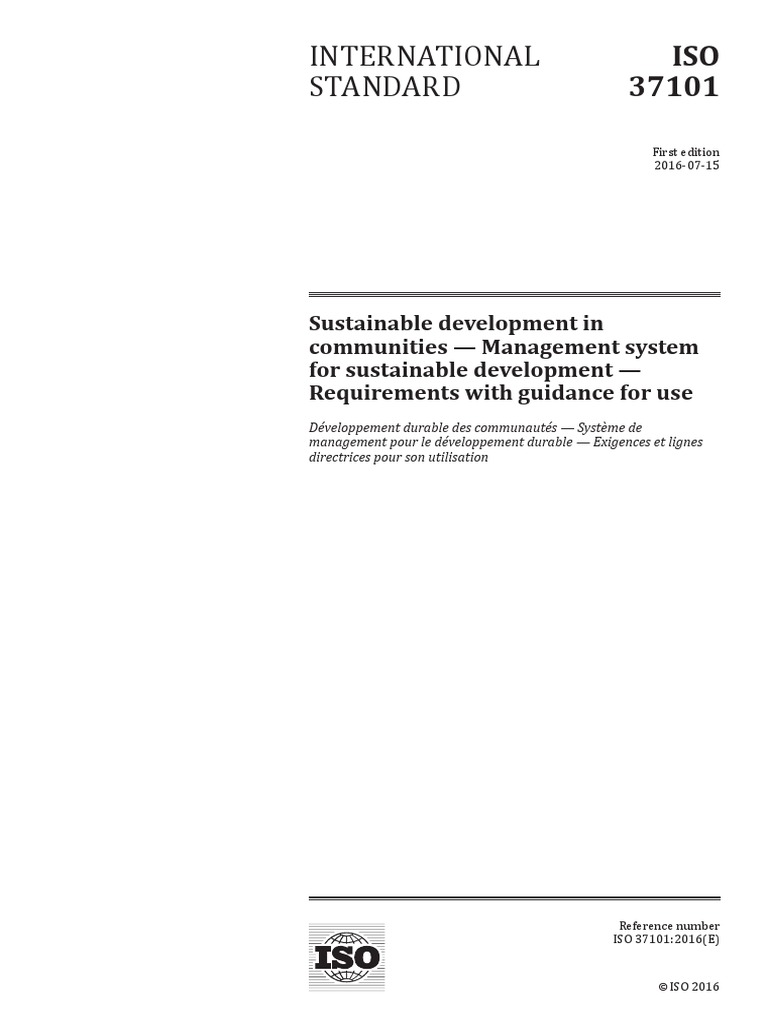 ISO 37101 2016 Sustainable Development I PDF | PDF | Climate Resilience ...