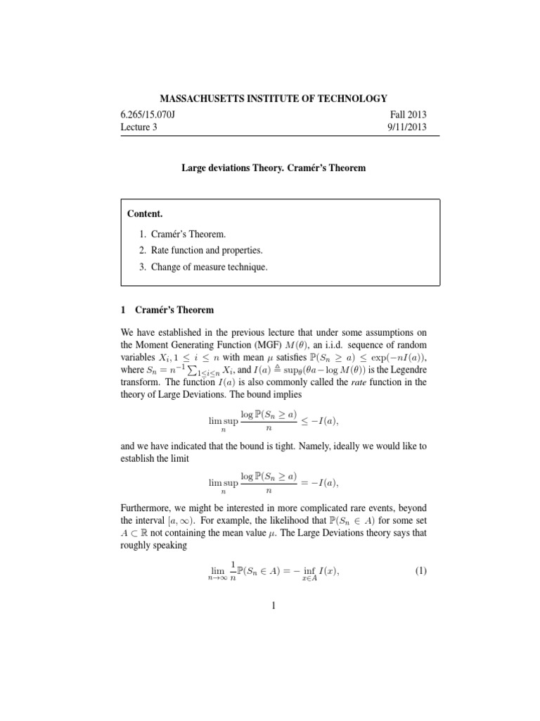 MIT Lecture on Large Deviations Theory | PDF | Theorem | Analysis
