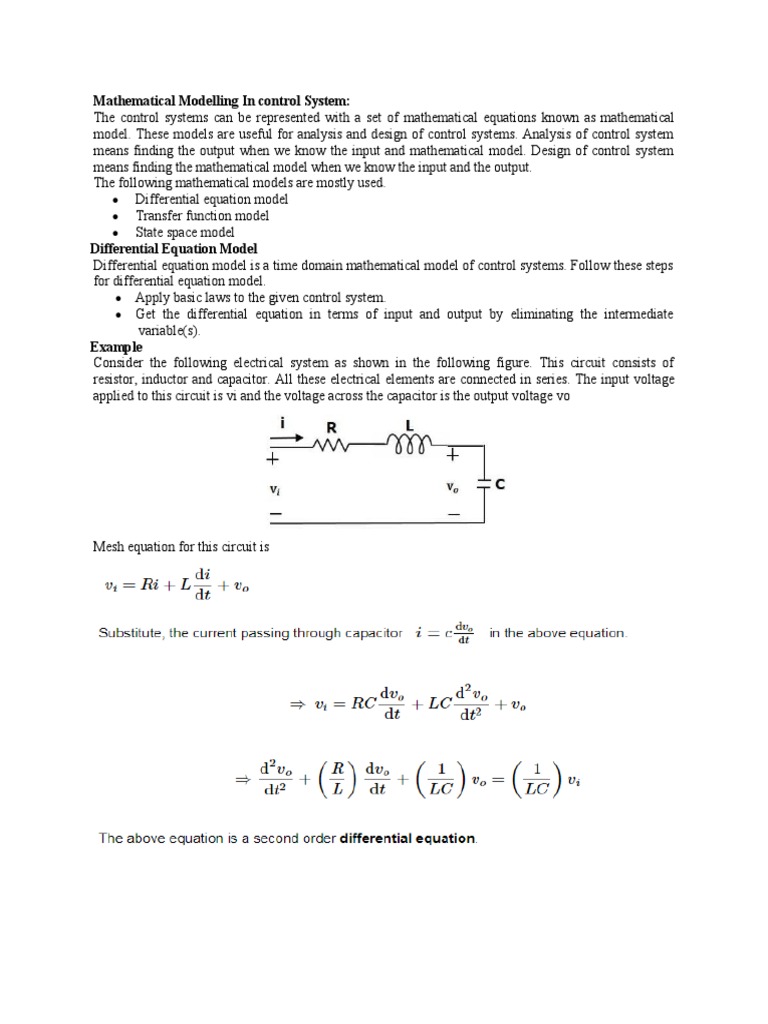 Mathematical Modelling in Control System | PDF | Teaching Methods ...