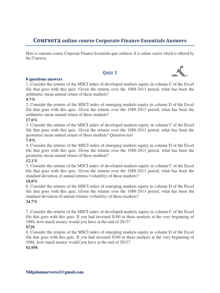 Coursera Online Course Corporate Finance Essentials Quiz All Answers ...