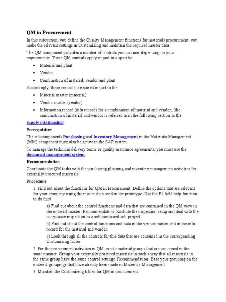 QM in Procurement | PDF | Procurement | Supply Chain Management