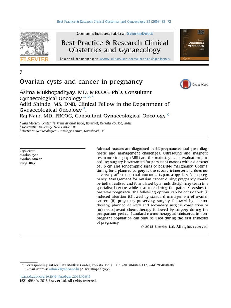Ovarian Cysts and Cancer in Pregnancy | PDF | Ovarian Cancer | Chemotherapy