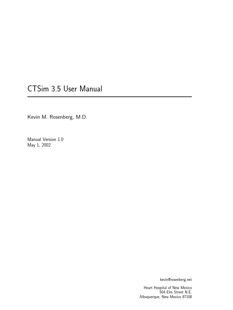 Ctsim 3.5 User Manual: Kevin M. Rosenberg, M.D | PDF | Circle | Pixel