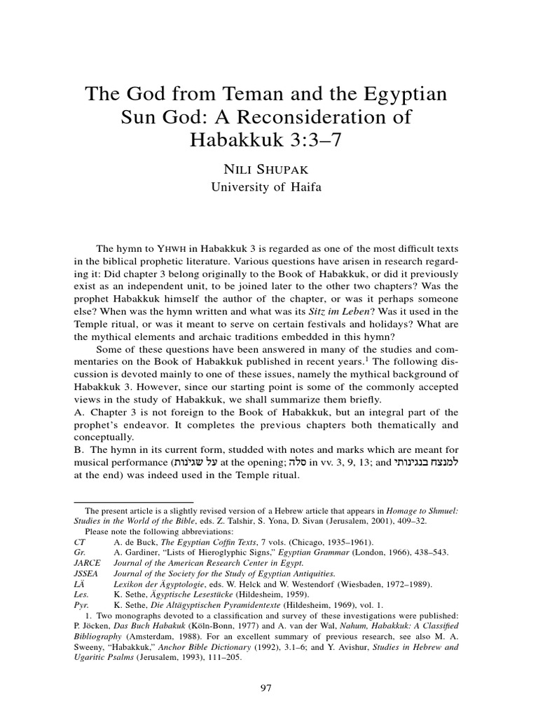 The God From Teman and The Egyptian Sun PDF | PDF | Akhenaten | Bible