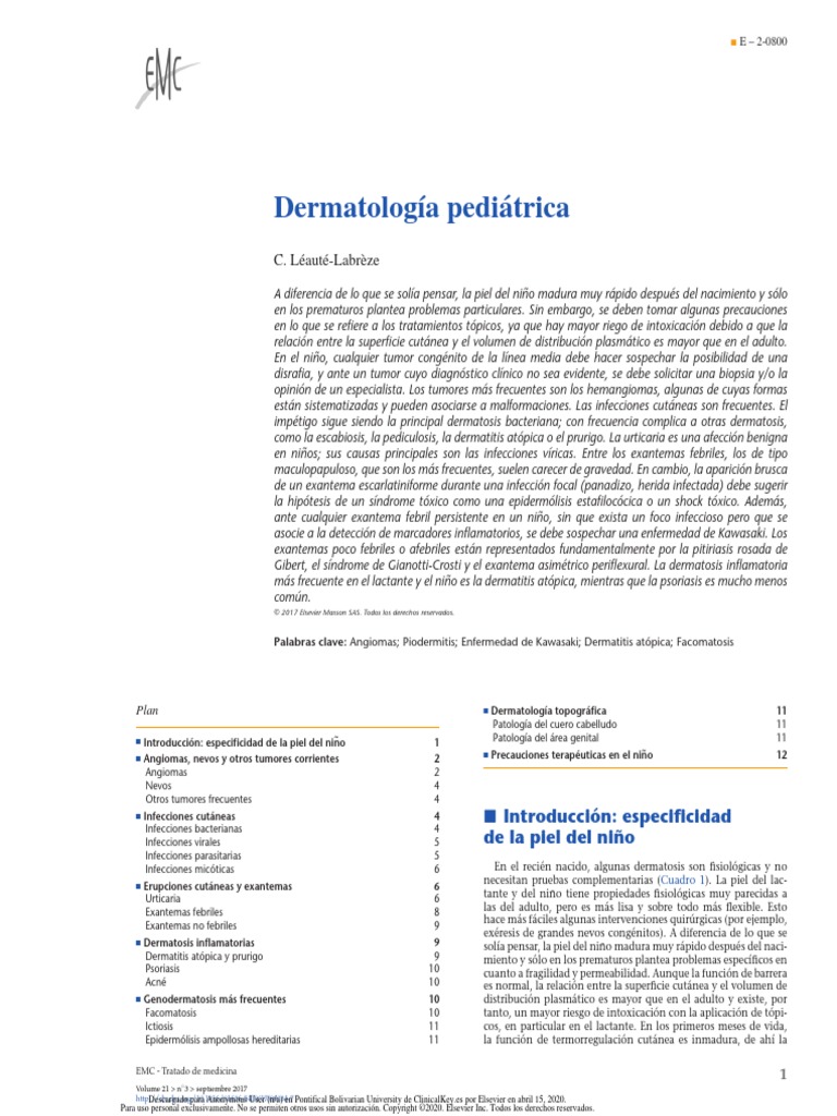 Dermatologia Pediatrica | PDF | Medicina CLINICA | Especialidades Medicas