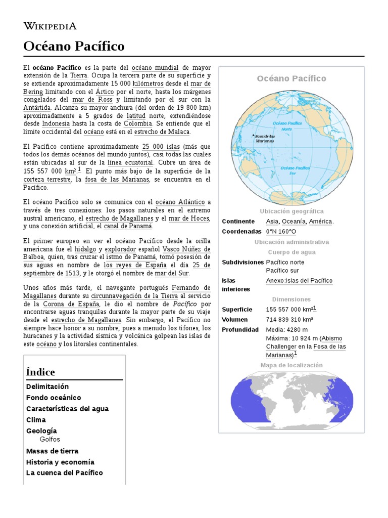 Océano Pacífico: Índice | PDF | océano Pacífico | Oceanografía