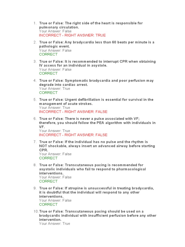 Incorrect - Right Answer: True: Correct | PDF | Stroke ...