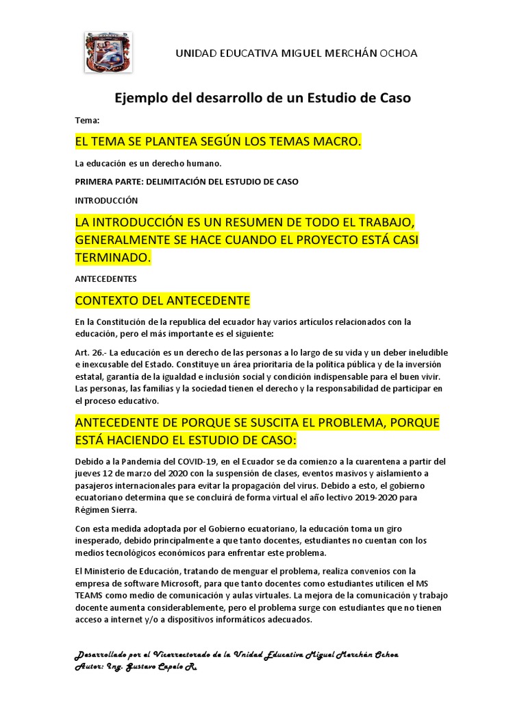 Ejemplo de Estudio de Caso | PDF | Caso de estudio | Ecuador