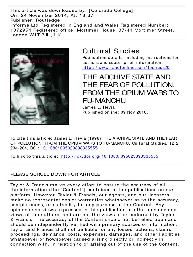 Cultural Studies: To Cite This Article: James L. Hevia (1998) THE ...